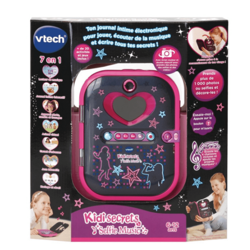 JOURNAL INTIME ÉLECTRONIQUE SELFIE MUSIC NOIR KIDISECRETS-VTECH